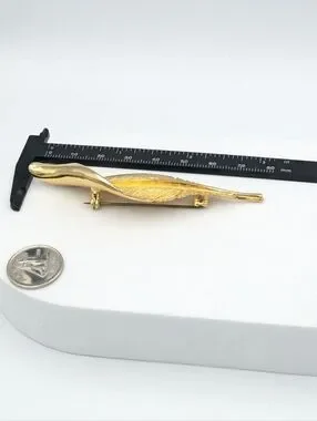 Jewelry | Vintage Signed Hollywood Folded Feather Gold Tone Brooch Pin ...